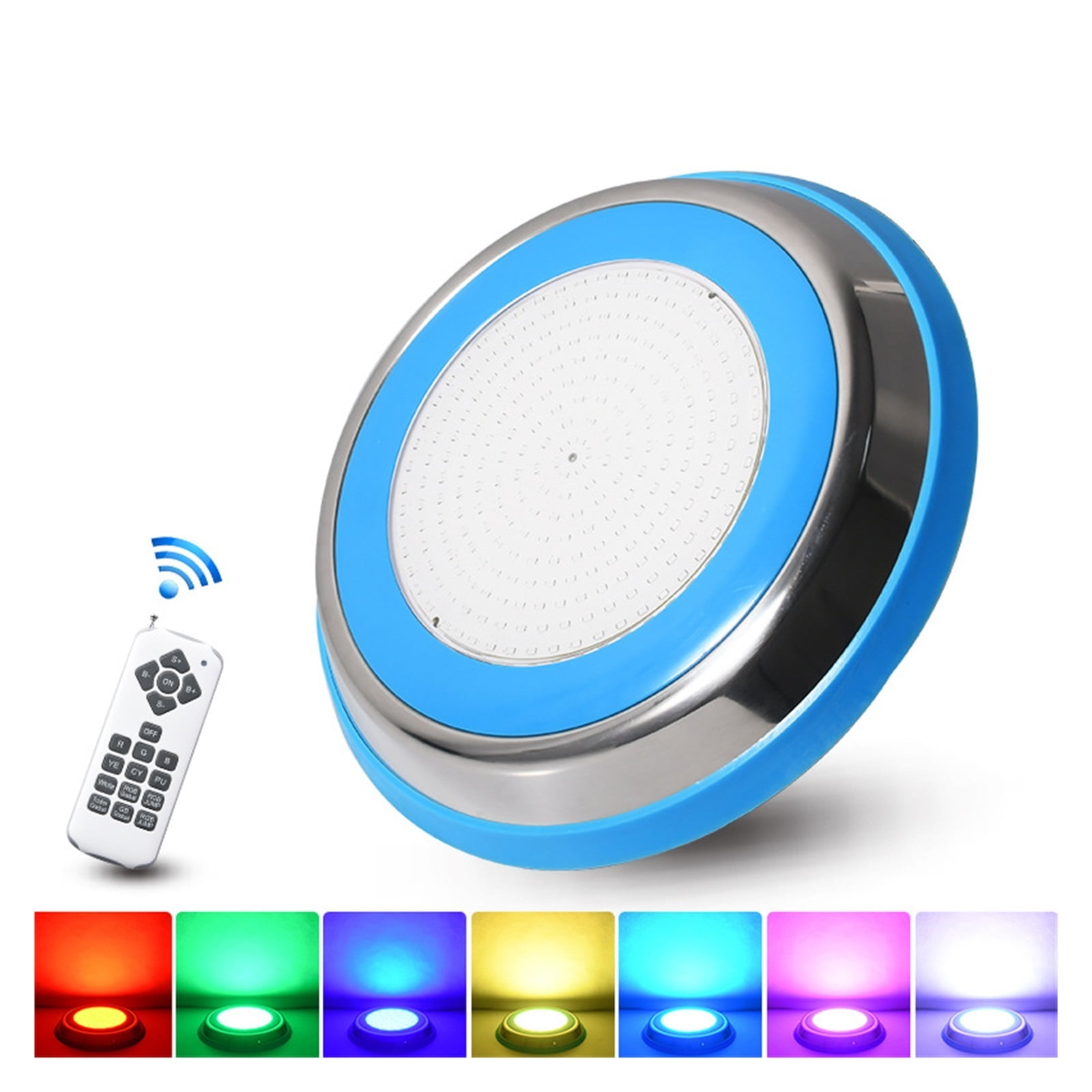LED Stainless Steel Fully Glued Waterproof Swimming Pool Lights Colorful Wireless Remote Control ...