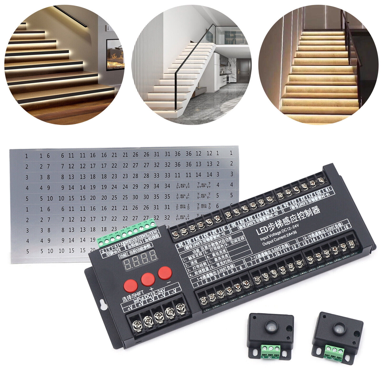 LED Stair Light Controller 36-Way Stair Steps Stairway Controller ...