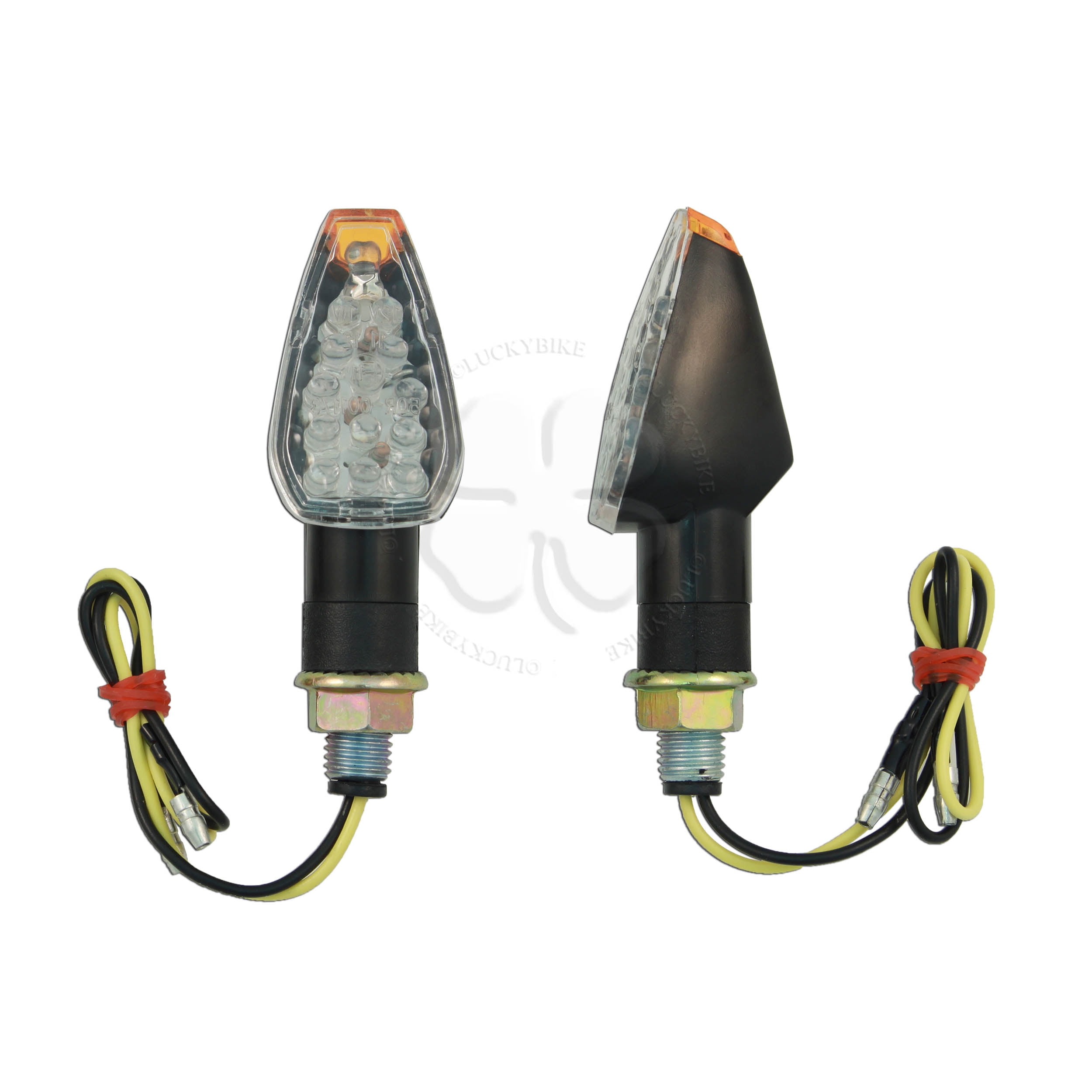 LED Stalk Turn Signal Clear Black Universal Motorcycle Stem Blinker ...