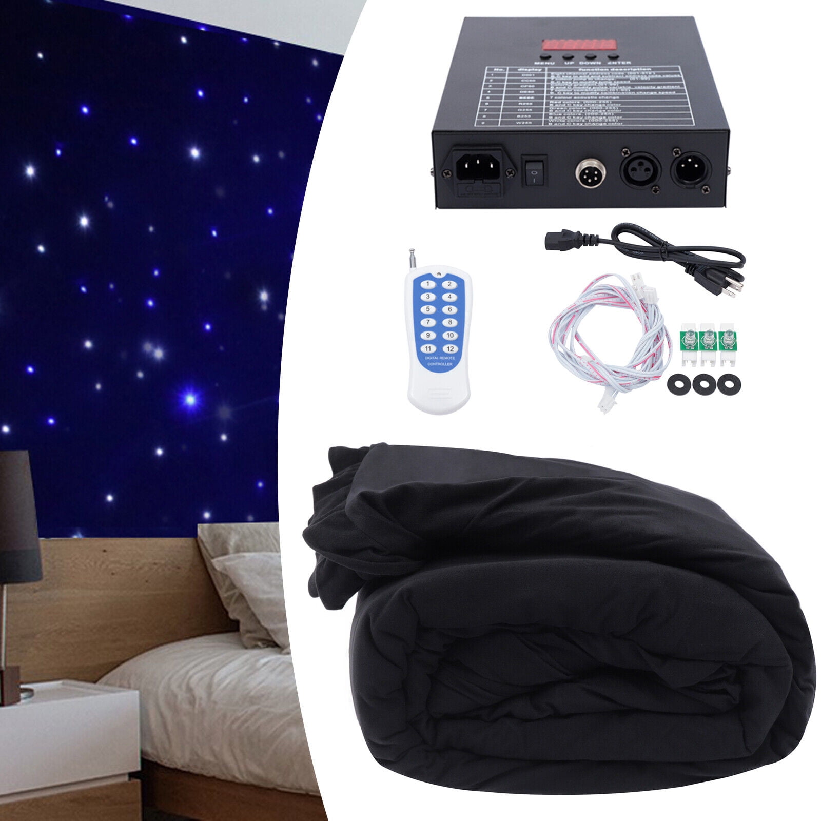 LED Star Stage Backdrop Curtain White & Blue Starlight Sky Background w ...