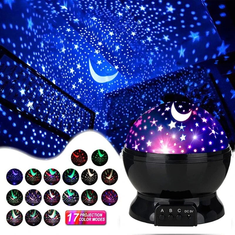LED Starry Night Light Auto Rotating Pattern 500mAH Lithium Battery ...