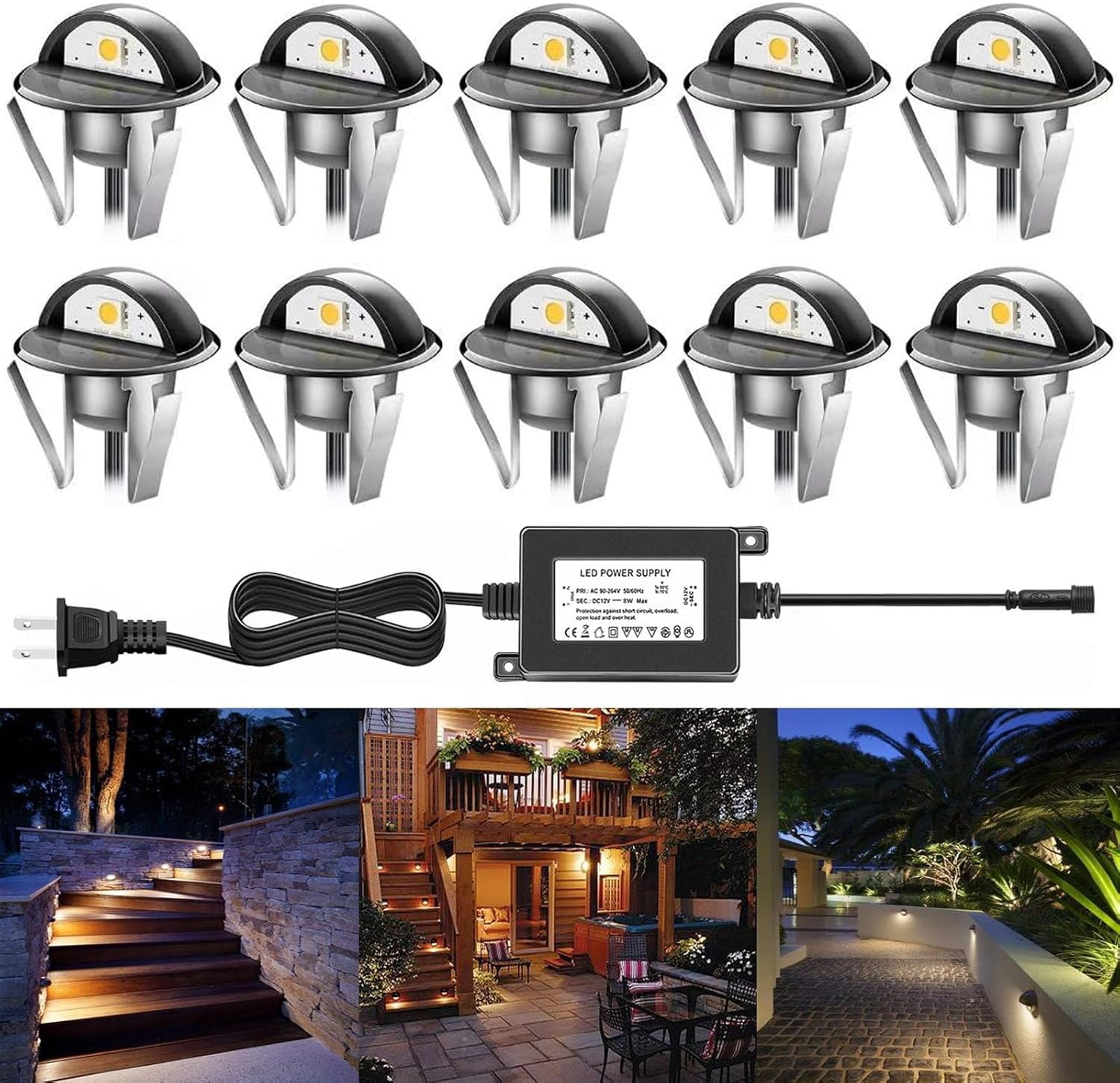 LED Step Lights Low Voltage IP65 Waterproof Recessed LED Deck Lighting ...