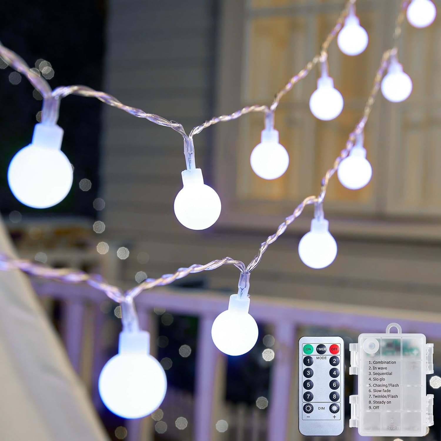 LED String Lights - 21FT 60 LED Battery Operated Globe Lights with ...