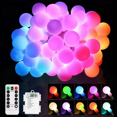 200 LED Hanging Sphere String Lights, Battery Operated Starburst Lights ...