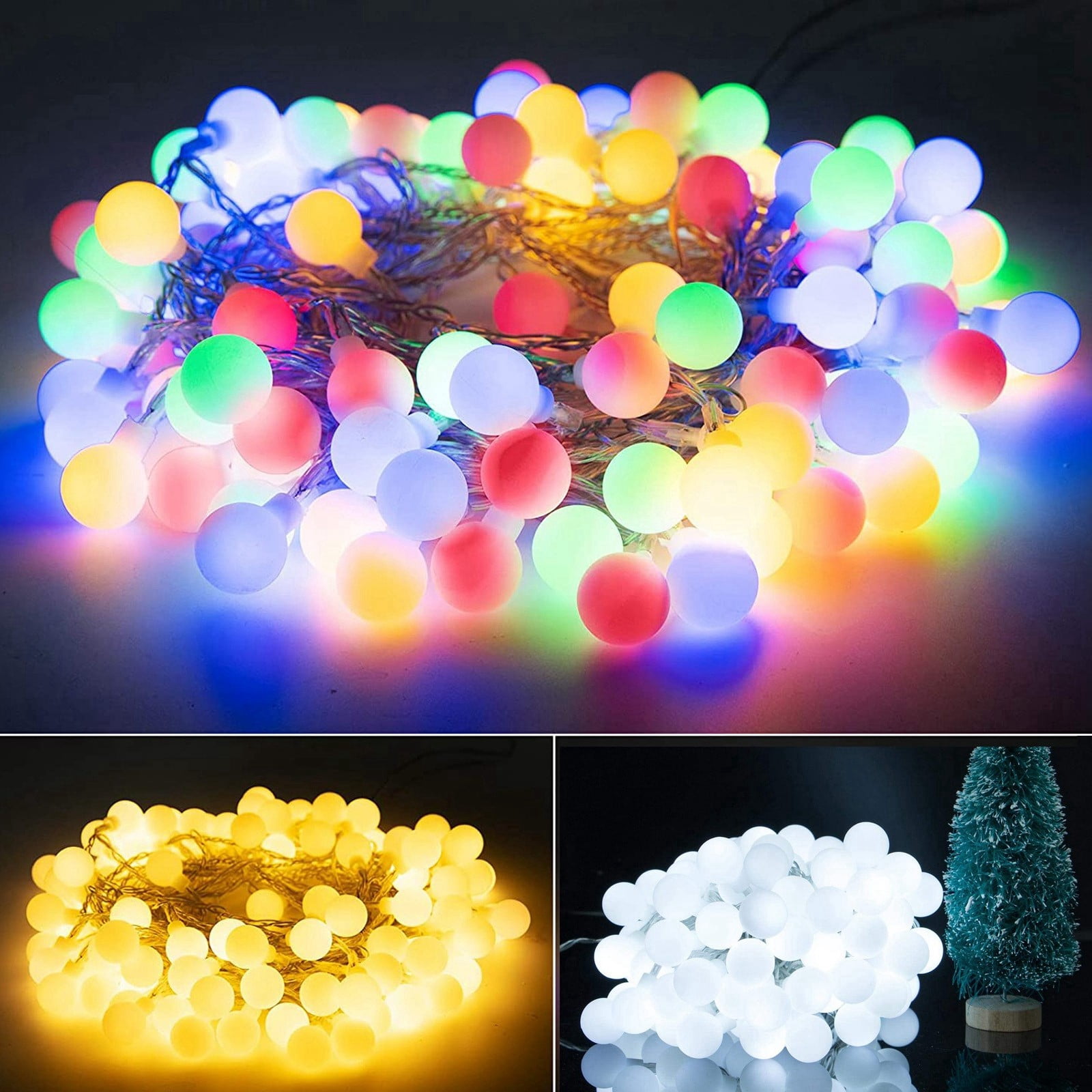 LED String Lights 33ft 100 LED Globe Fairy Lights with Remote Control 8 ...