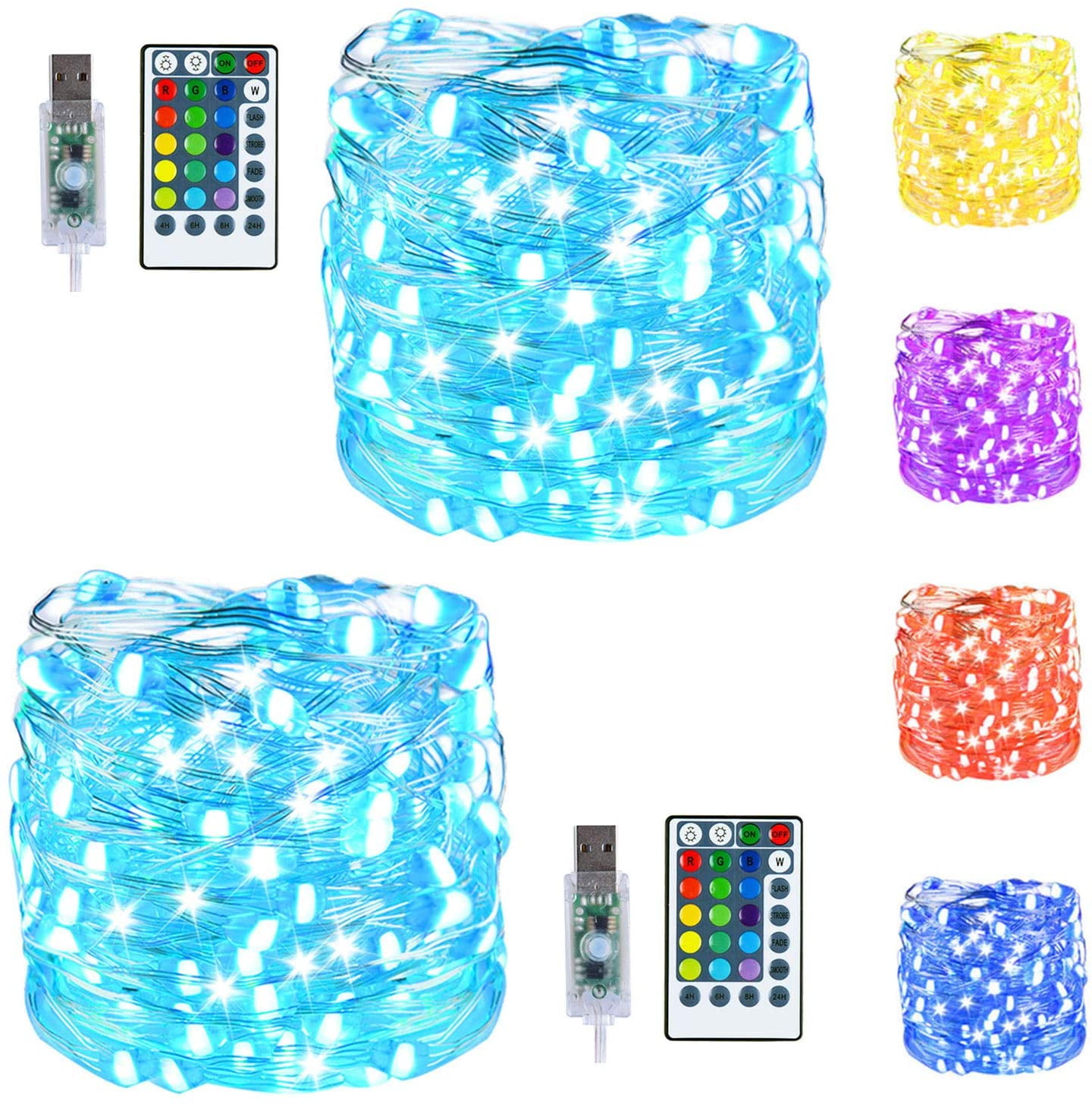 LED String Lights, Multi Color Changing Fairy Lights USB Plug-in Fairy ...