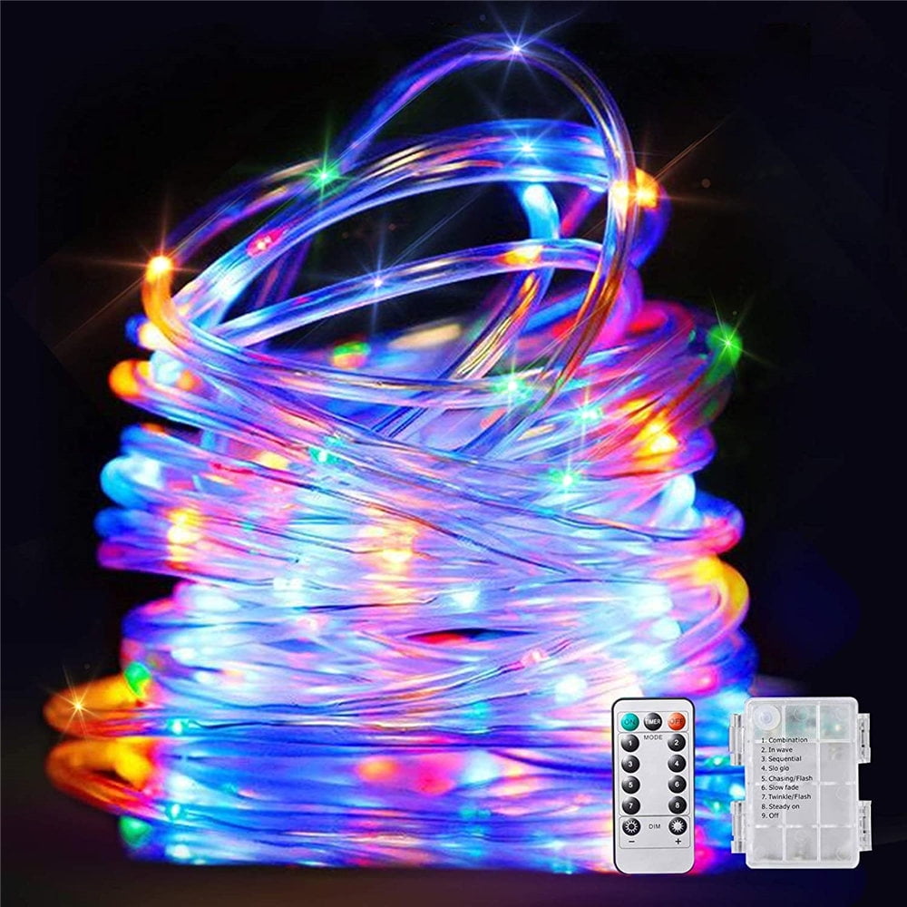 LED String Lights Outdoor, Battery Operated Rope Light ,Updated 39FT100 ...