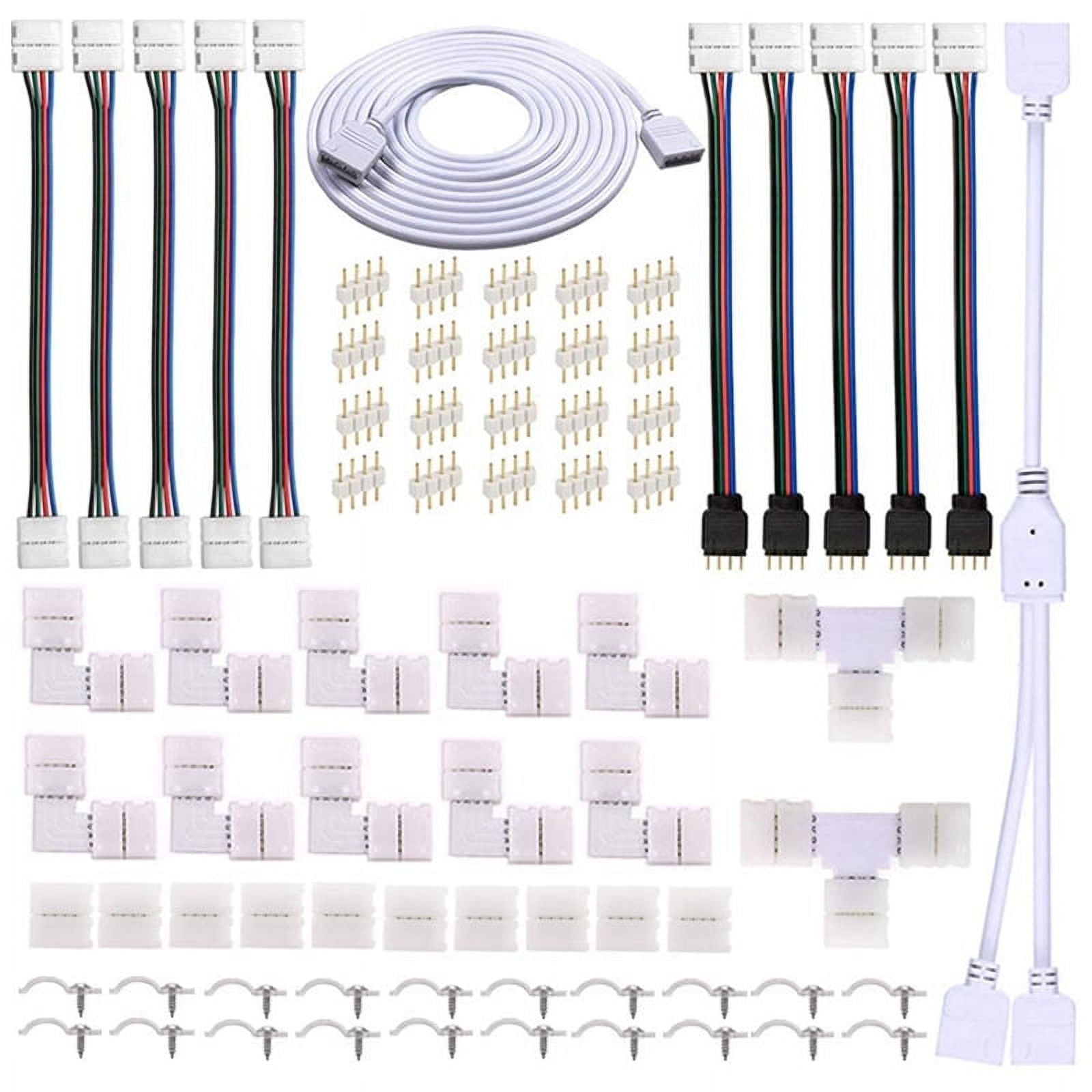 ckepdyeh LED Strip Connector Kit for 5050 10mm 4Pin RGB LED Strip,2 Way ...