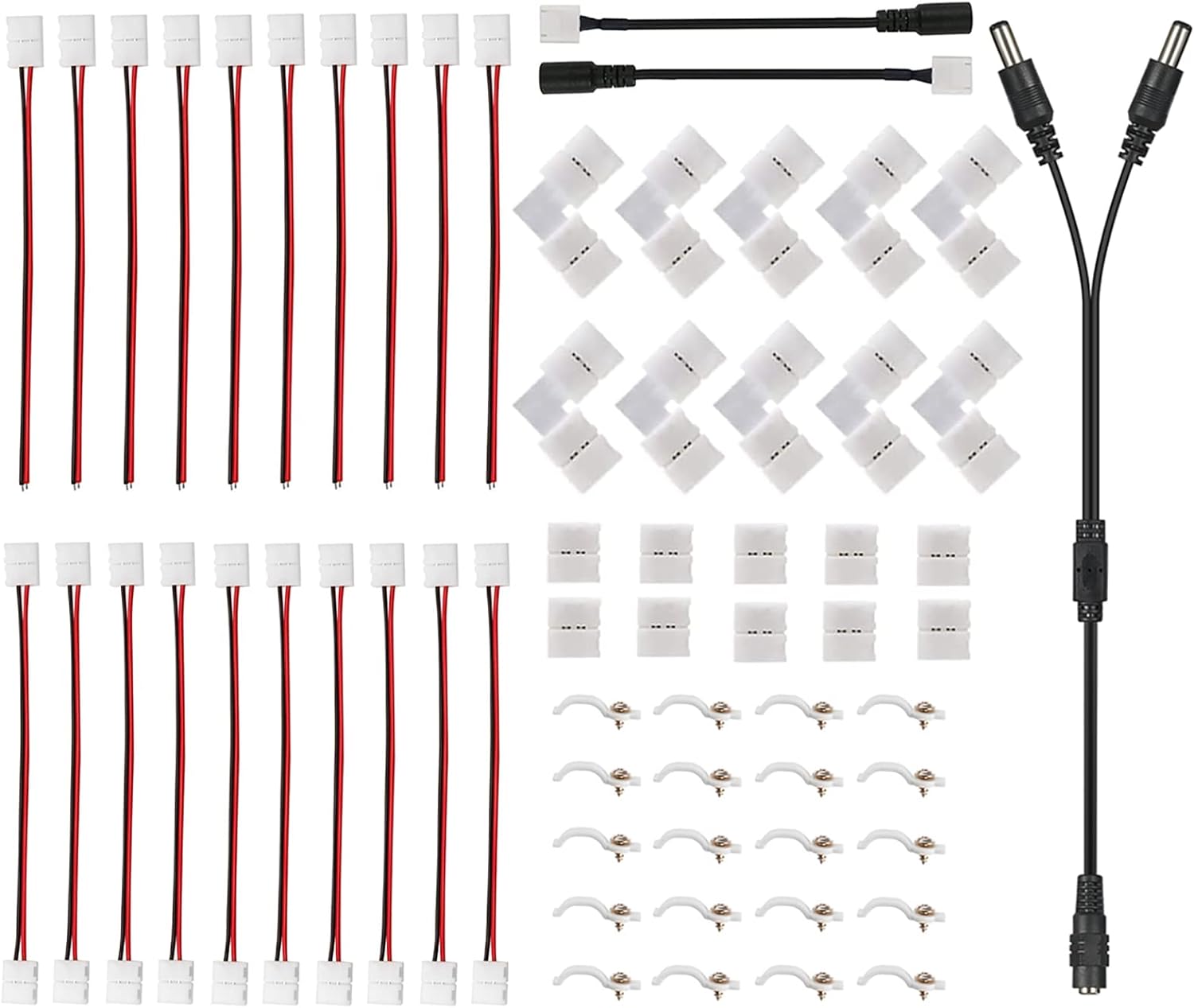 LED Strip Connectors - 2 Pin, 10mm Kit with L Shape Connectors, Strip ...