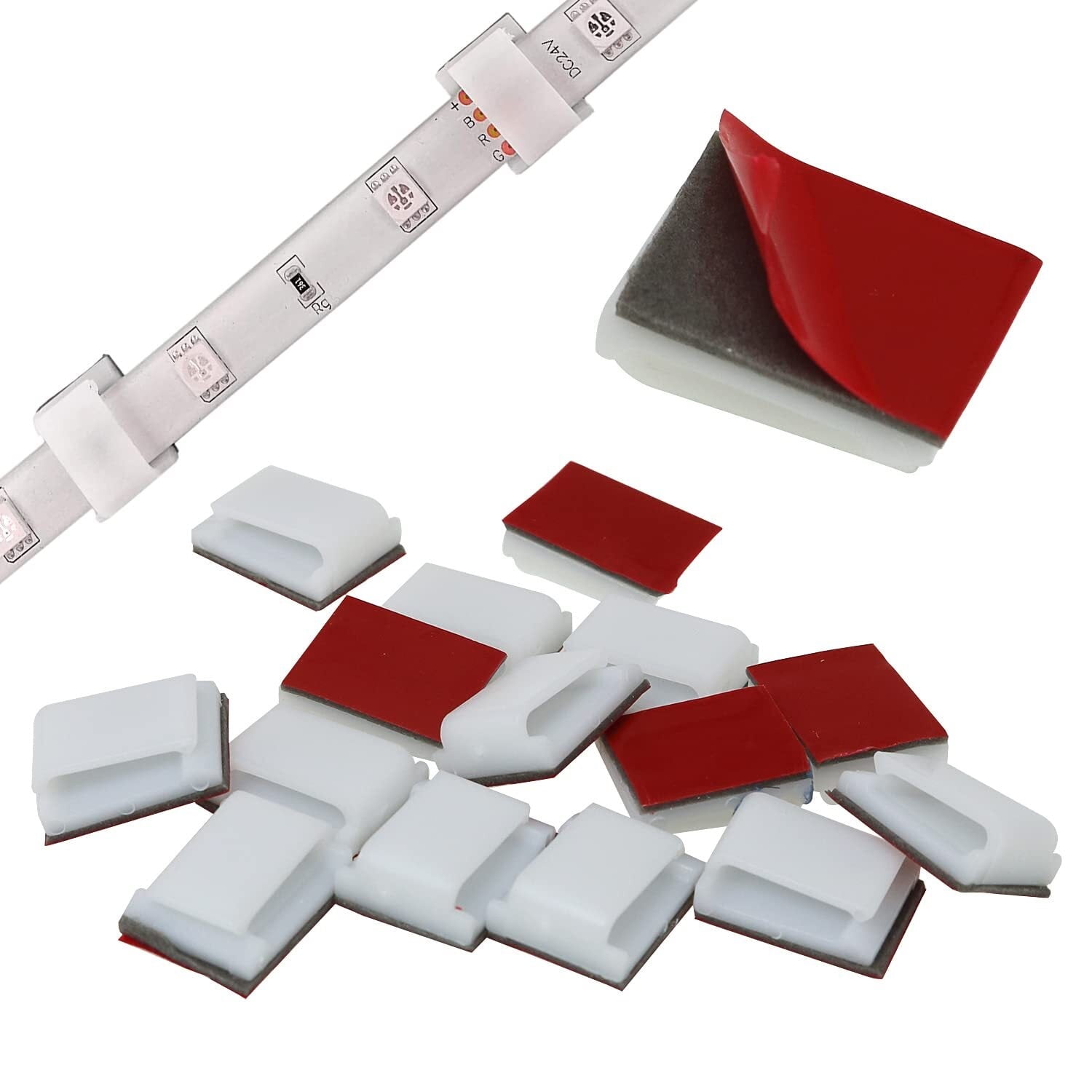 LED Strip Light ClipWhite Mounting Brackets Cable Holders with 3M ...