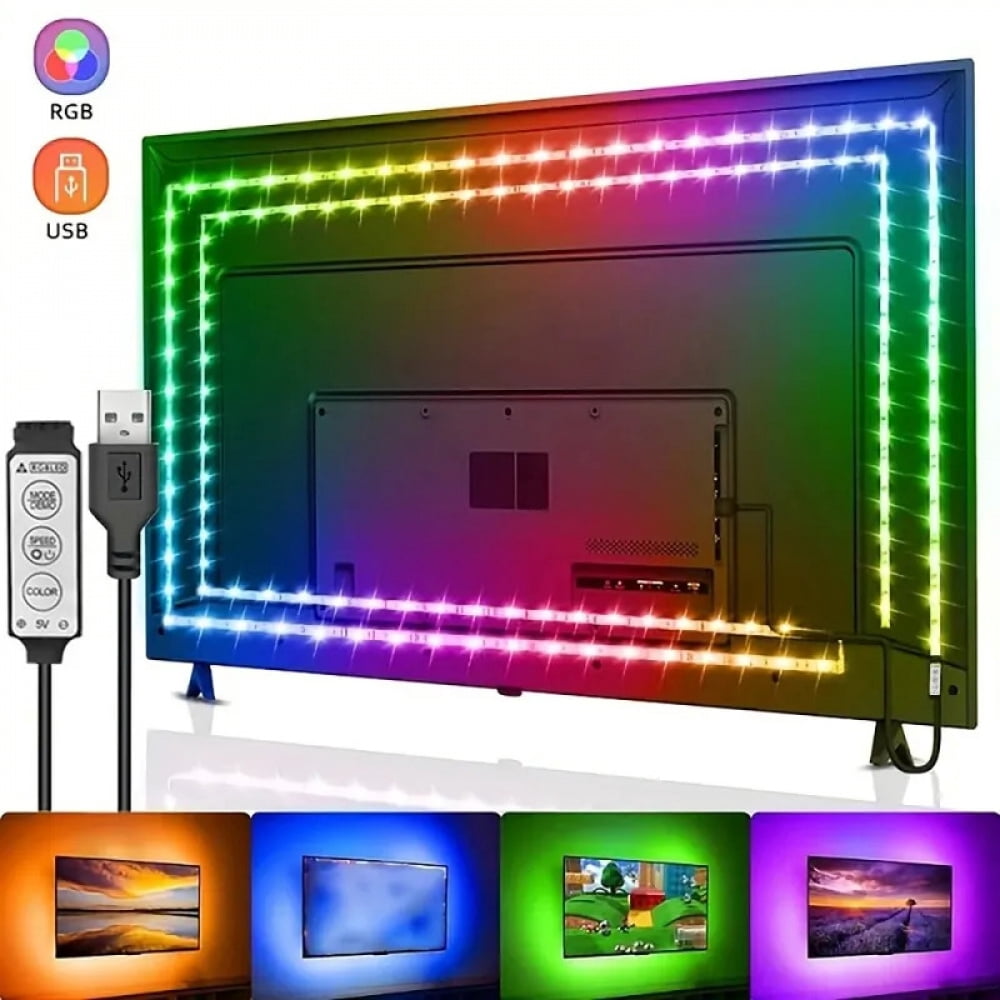 LED Strip Light for TV Backlight - 16-18LED SMD USB 5V RGB 3-Key ...