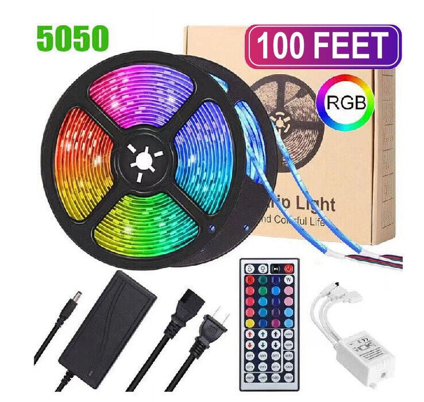 LED Strip Lights 100ft 50ft Music Sync Bluetooth 5050 RGB Room Light ...