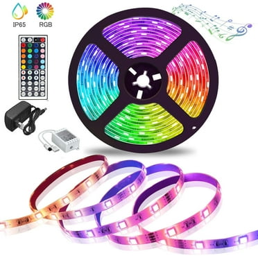 16ft LED Light Strip - 5M RGB 5050 Water-Resistant LED Strip Lights 44 ...