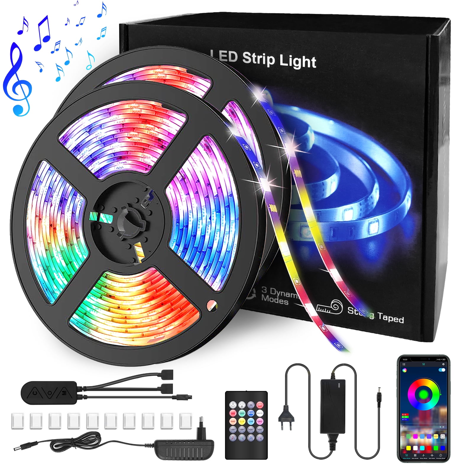 LED Strip Lights, 2 X 16.5ft Bluetooth Light Strips with Music Rhythm ...