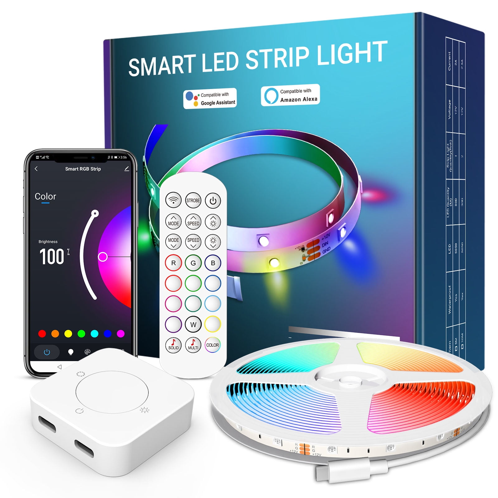 BlazeSet LED Strip Lights, 32.8ft RGB 300 LEDs, Music Sync IP65 ...