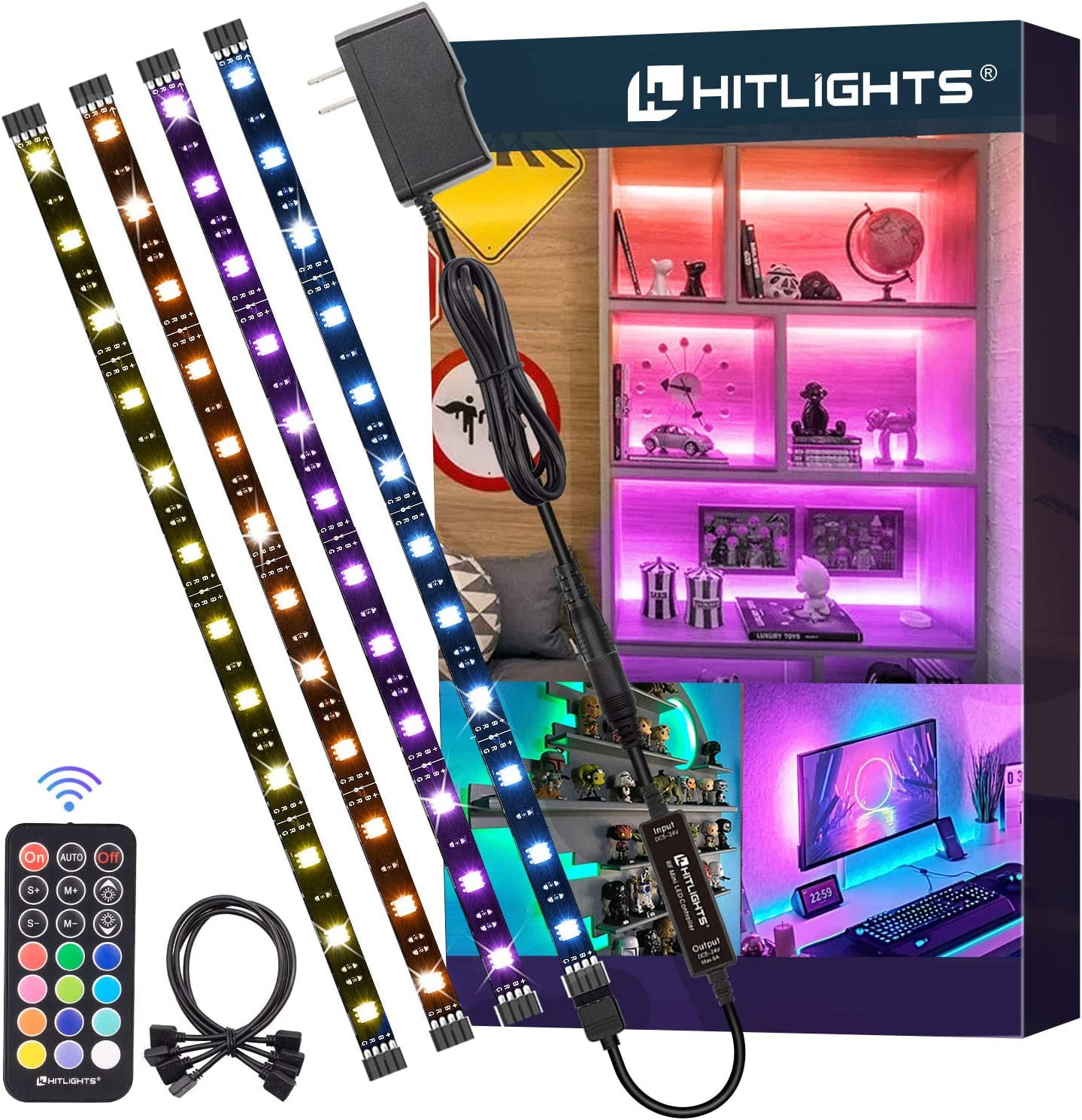 LED Strip Lights, 4 Pre-Cut 1ft/4ft Small Light Strips Dimmable, RGB ...