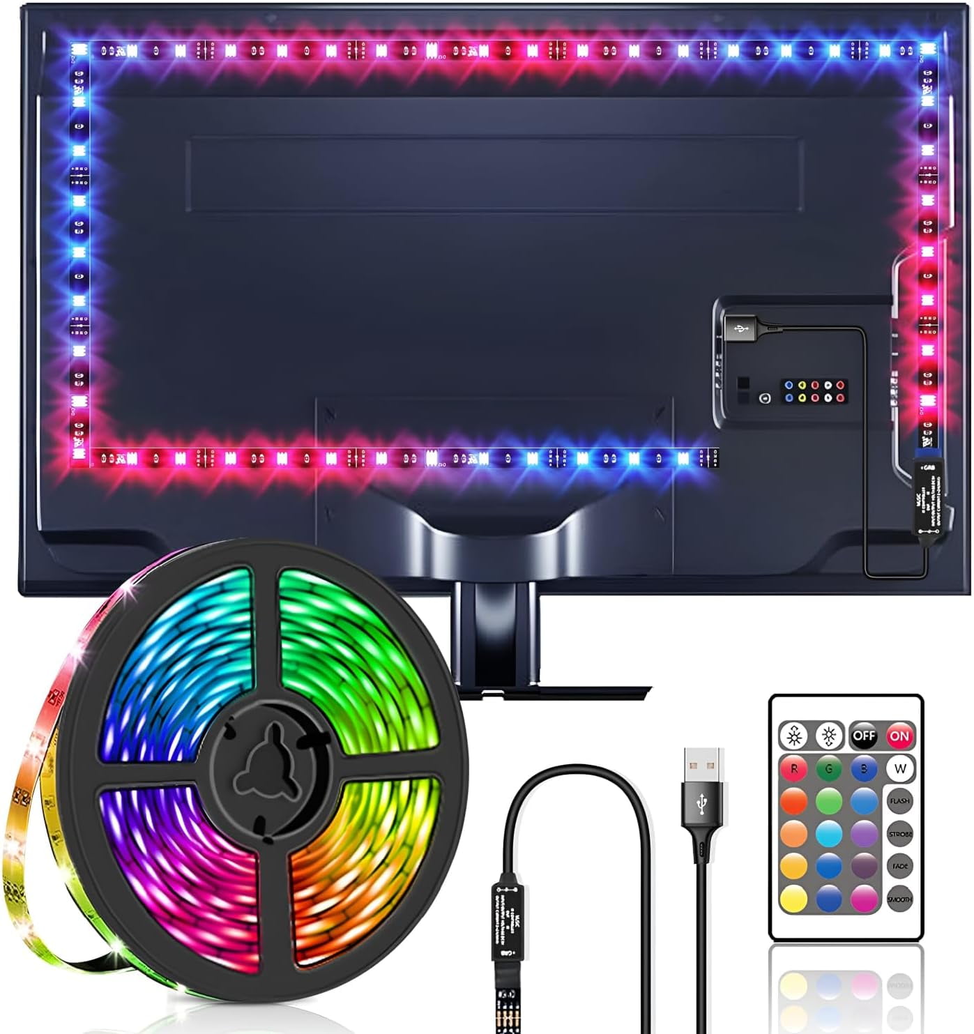 LED Strip Lights, 6.56ft RGB Backlight Strip for 32-50 inch TV, USB LED ...