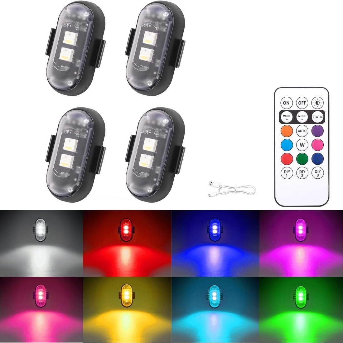 LED Strobe Drone Light,8 Colors USB Anti Collision Light,Rechargable ...