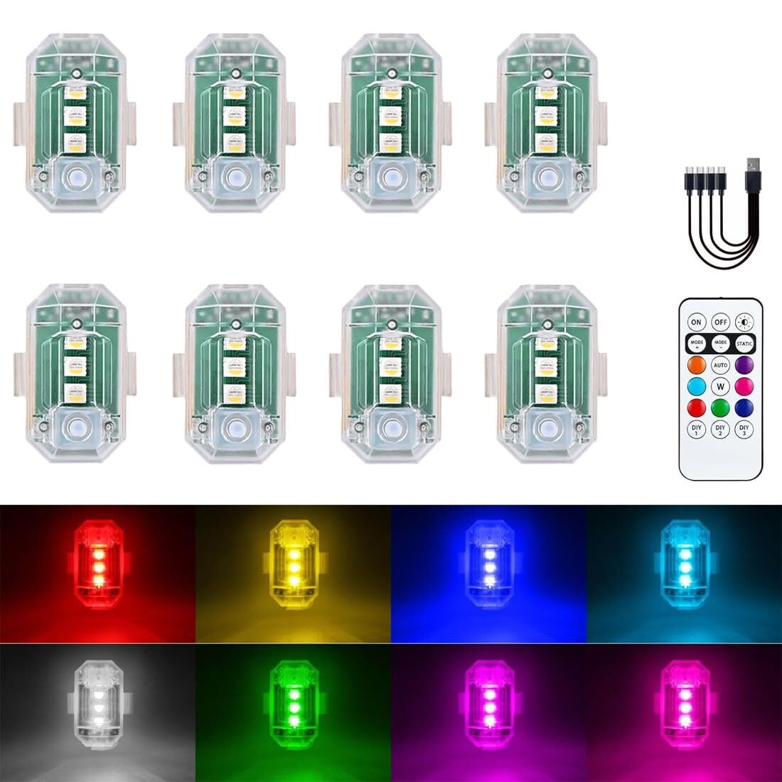 LED Strobe Drone Light,8 Colors USB Anti Collision Light,Rechargable ...