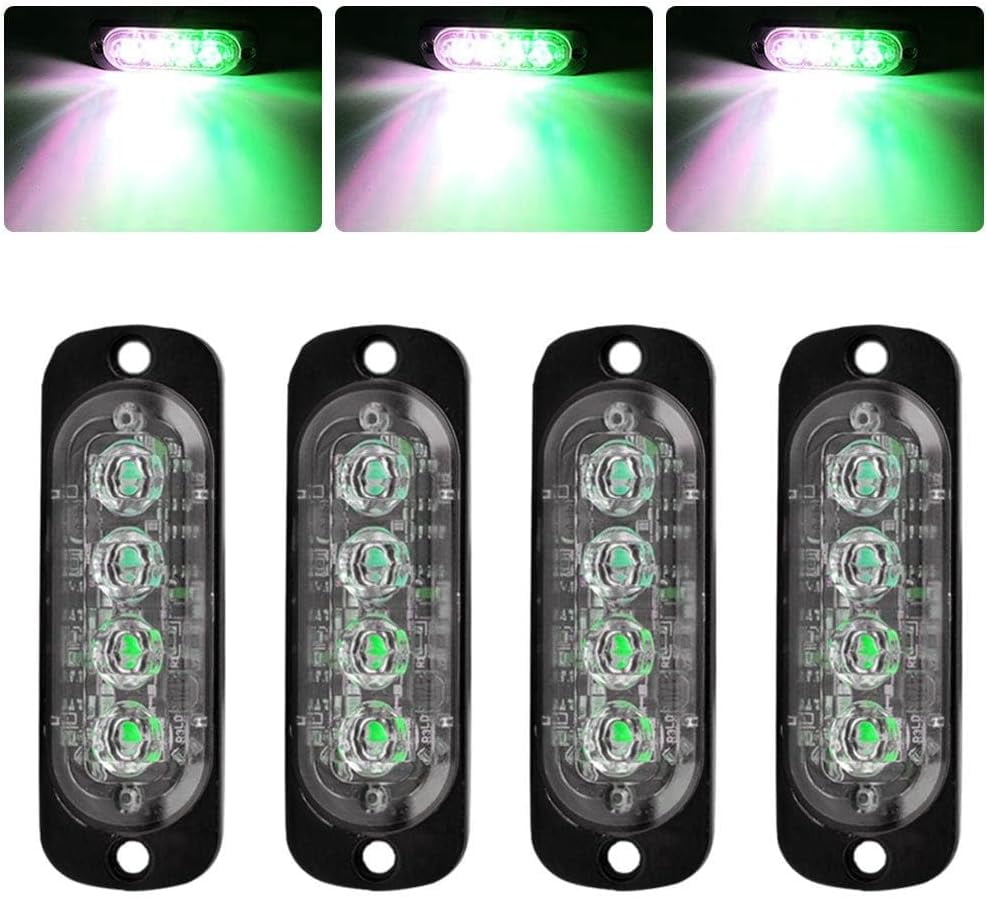 LED Strobe Warning Lights, 4Pcs 4LED Emergency Warning Lights Strobe ...