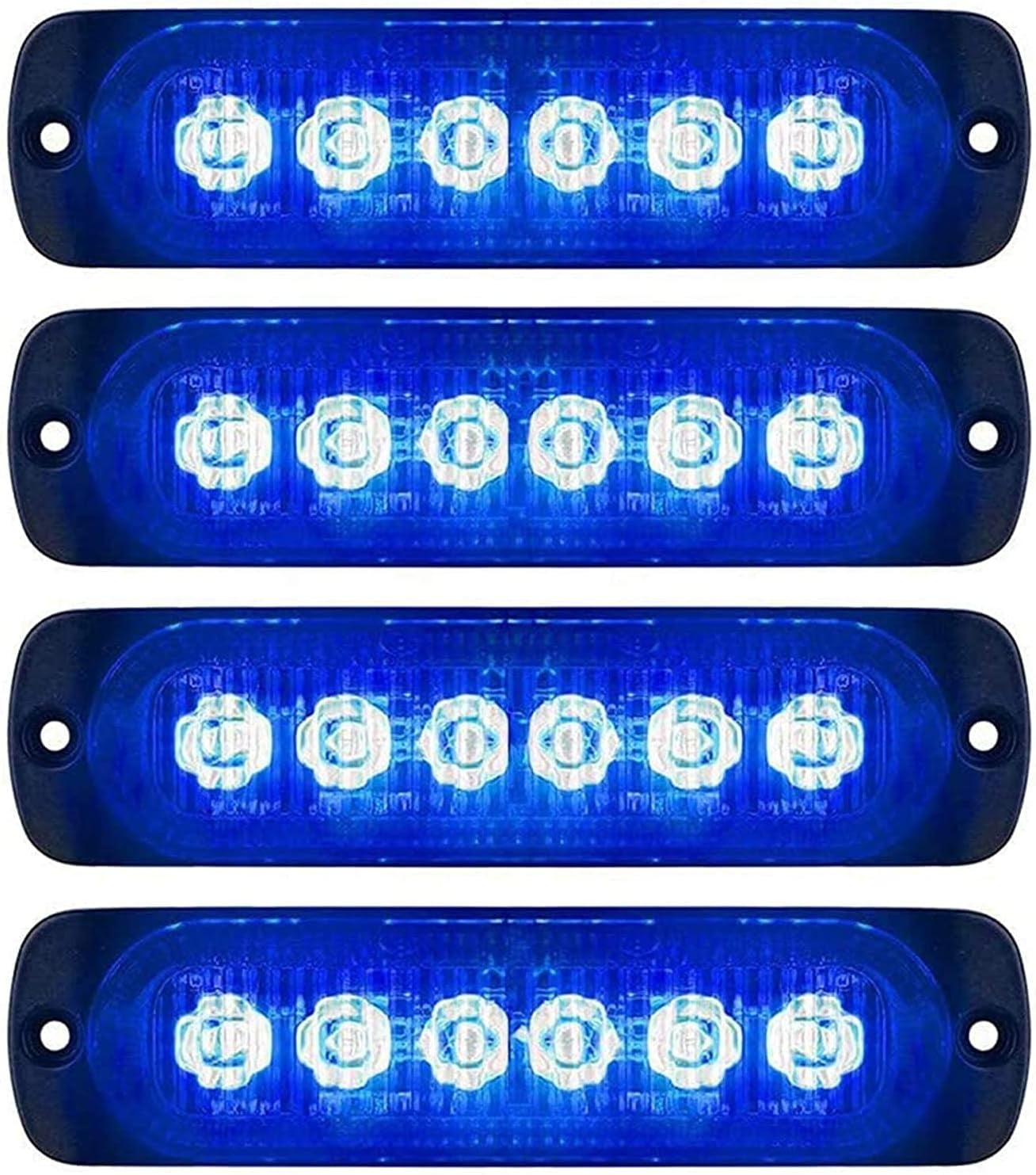 LED Strobe Warning Lights, 4Pcs 6LED Emergency Warning Lights Strobe ...