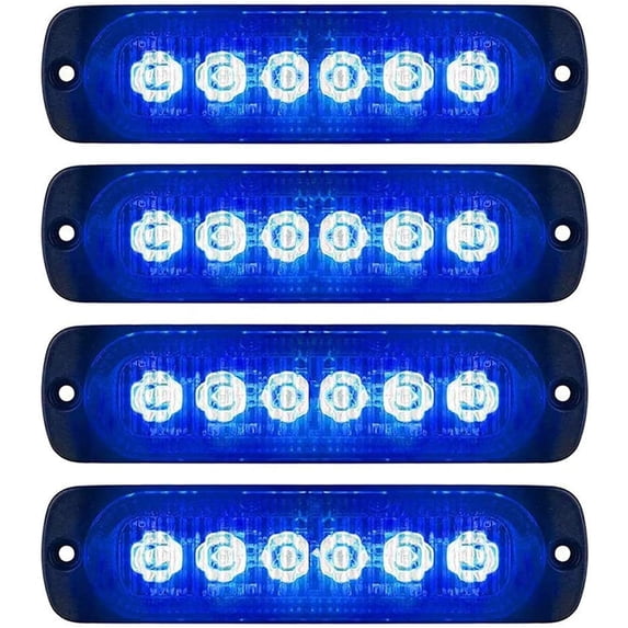 LED Strobe Warning Lights, 4Pcs 6LED Emergency Warning Lights Strobe ...