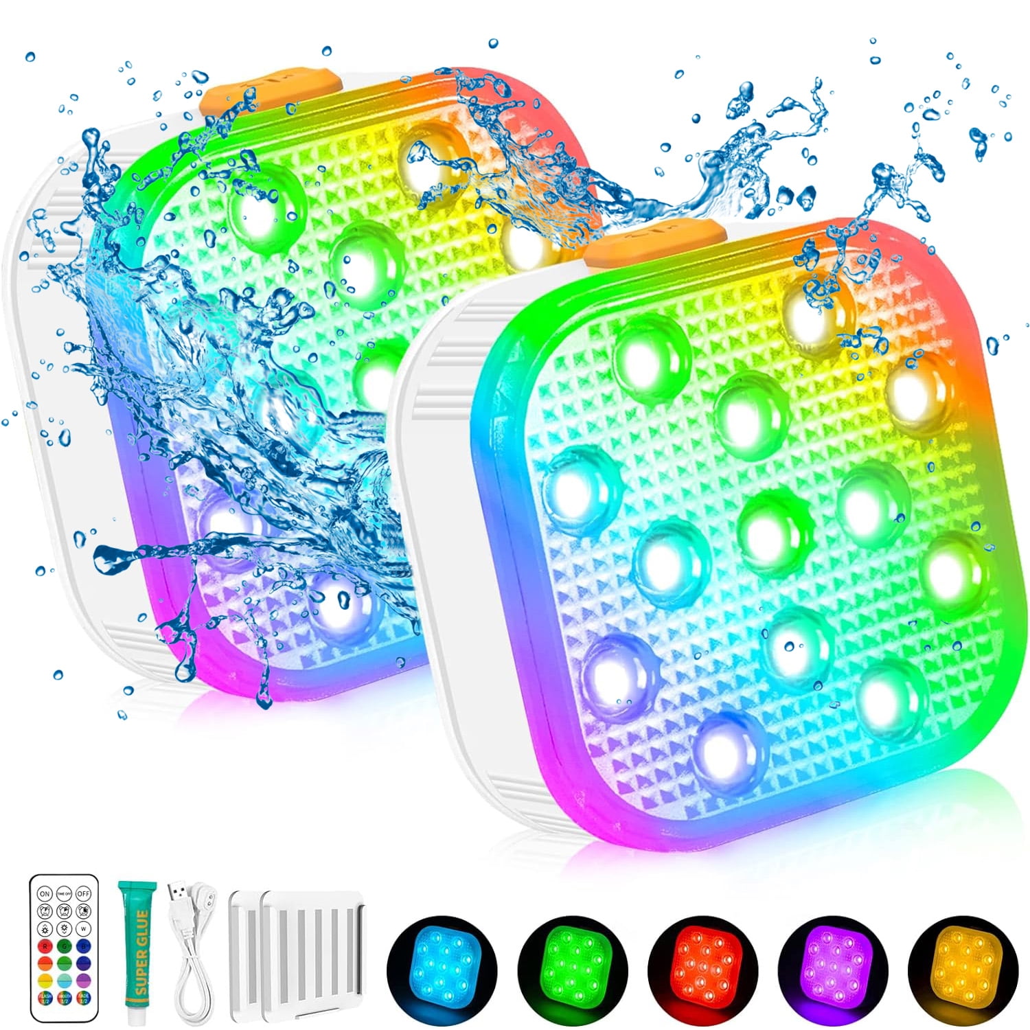 LED Submersible Pool Lights - Rechargeable Remote Control Swimming Pool ...