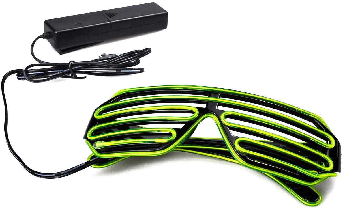 LED Sunglasses with El Wire - Neon Rave Glasses with Light Up Flashing ...