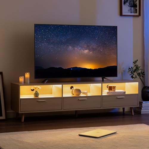 LED TV Entertainment Center with Storage, Modern TV Stands for Living ...