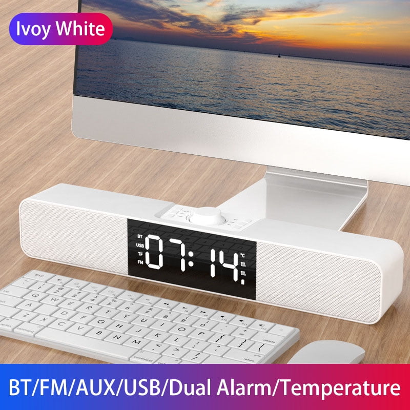 LED TV Sound Bar Alarm Clock AUX USB Wired Wireless Bluetooth Speaker ...