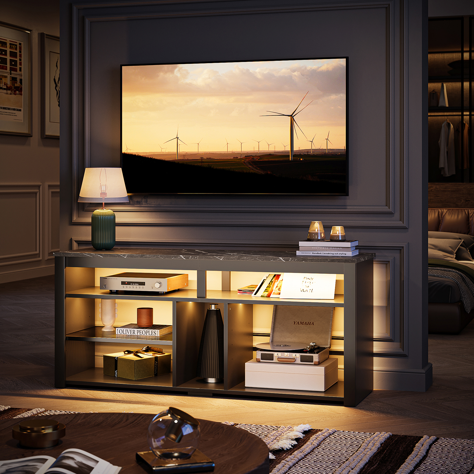 Tivoli Faux Marble Top TV Stand - Walmart.com