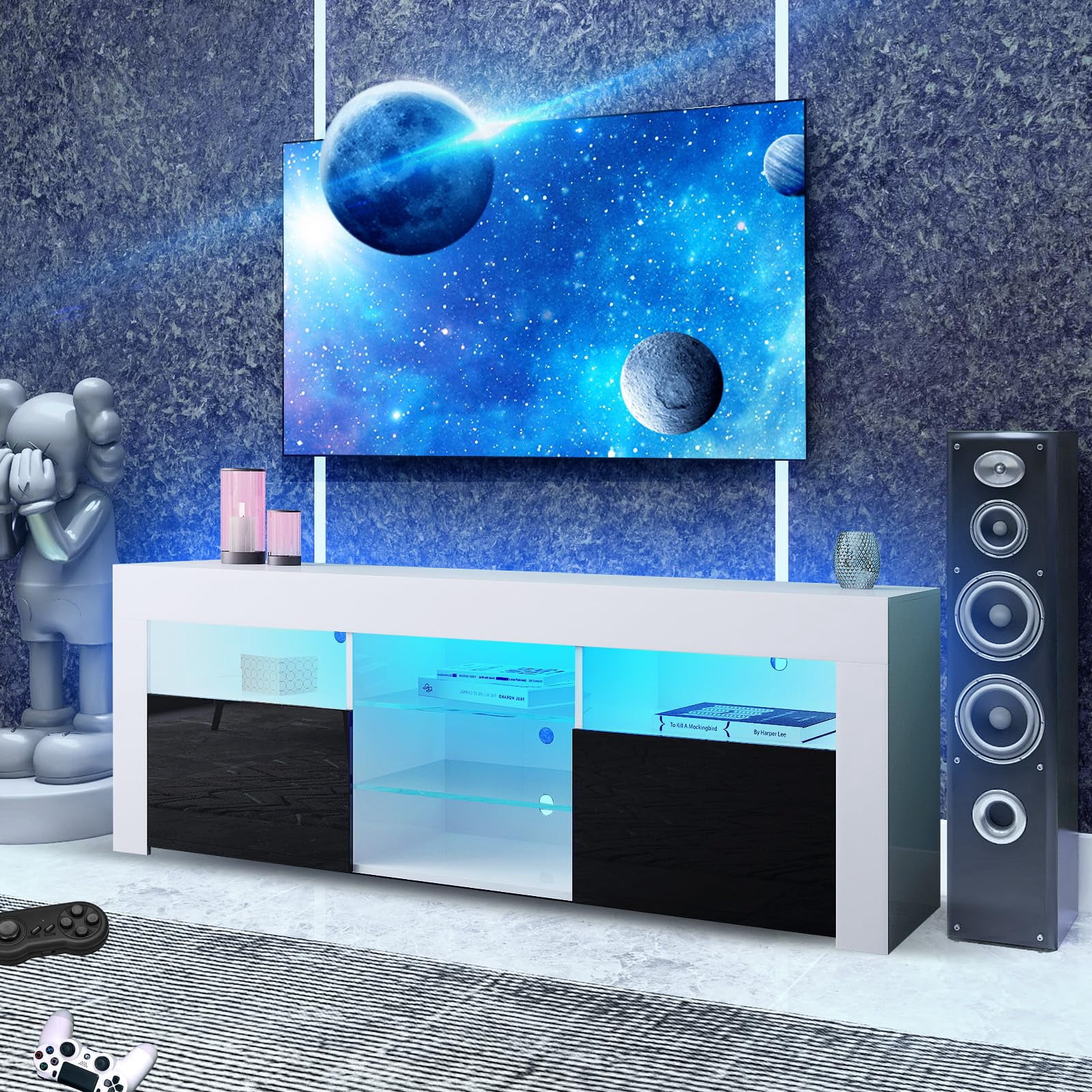 LED TV Stand for 65 inch TV, Modern Entertainment Center with LED ...