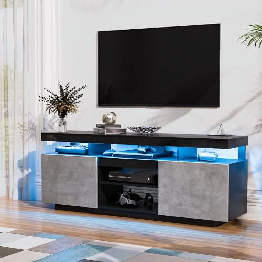 LED TV Stand for up to 70" TV Entertainment Center with Outlets Gaming ...