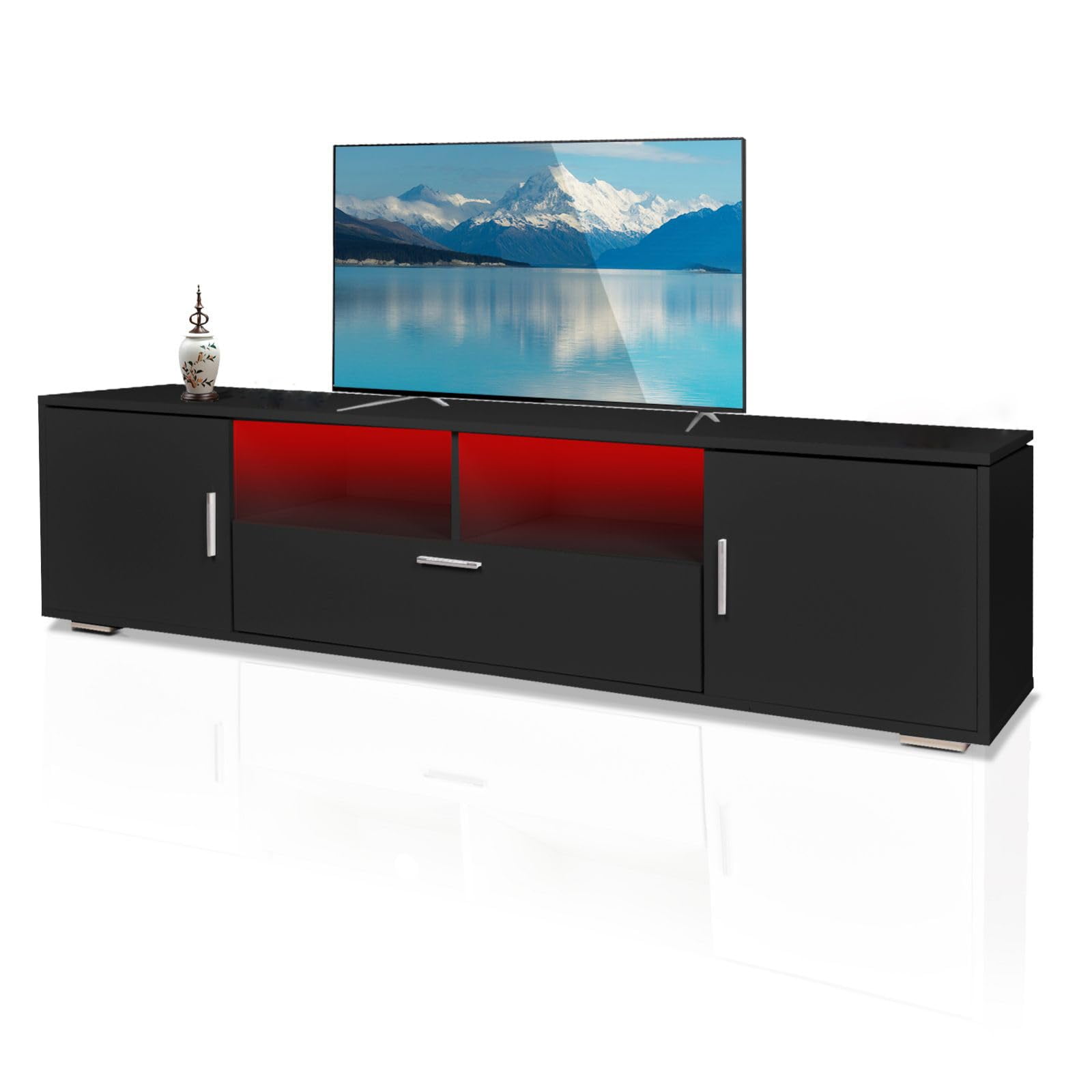 LED TV Stand for 75 inch TV, Modern Television Table Center Media ...