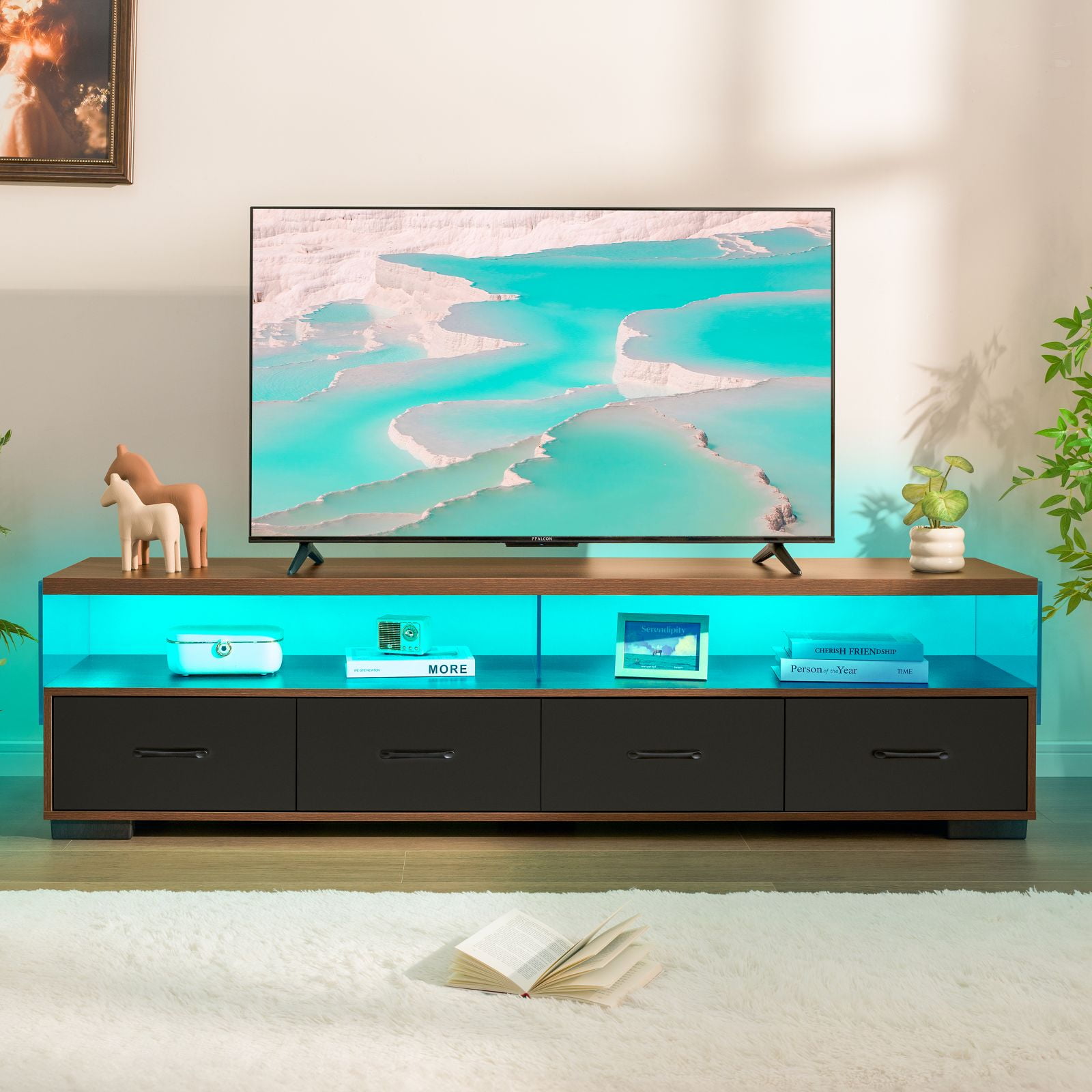 LED TV Stand 75 inch TV Stands for Living Room Modern Entertainment ...