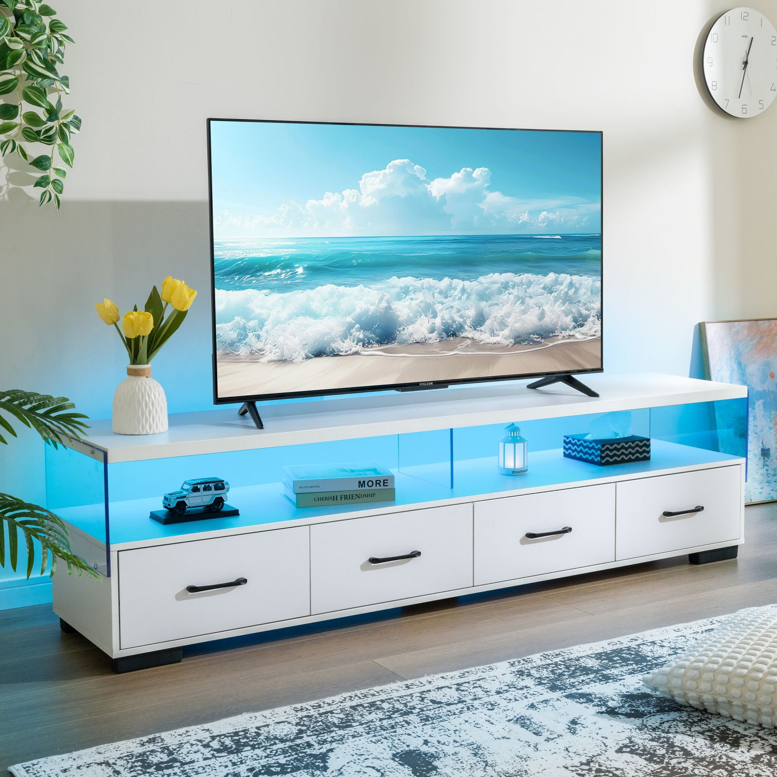 LED TV Stand 75 inch TV Stands for Living Room Modern Entertainment ...