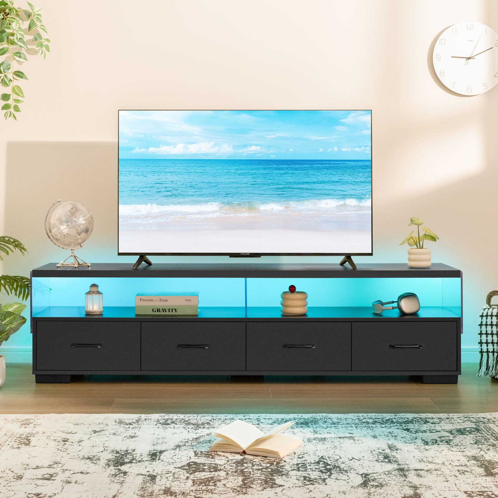 LED TV Stand 75 inch TV Stands for Living Room Modern Entertainment ...