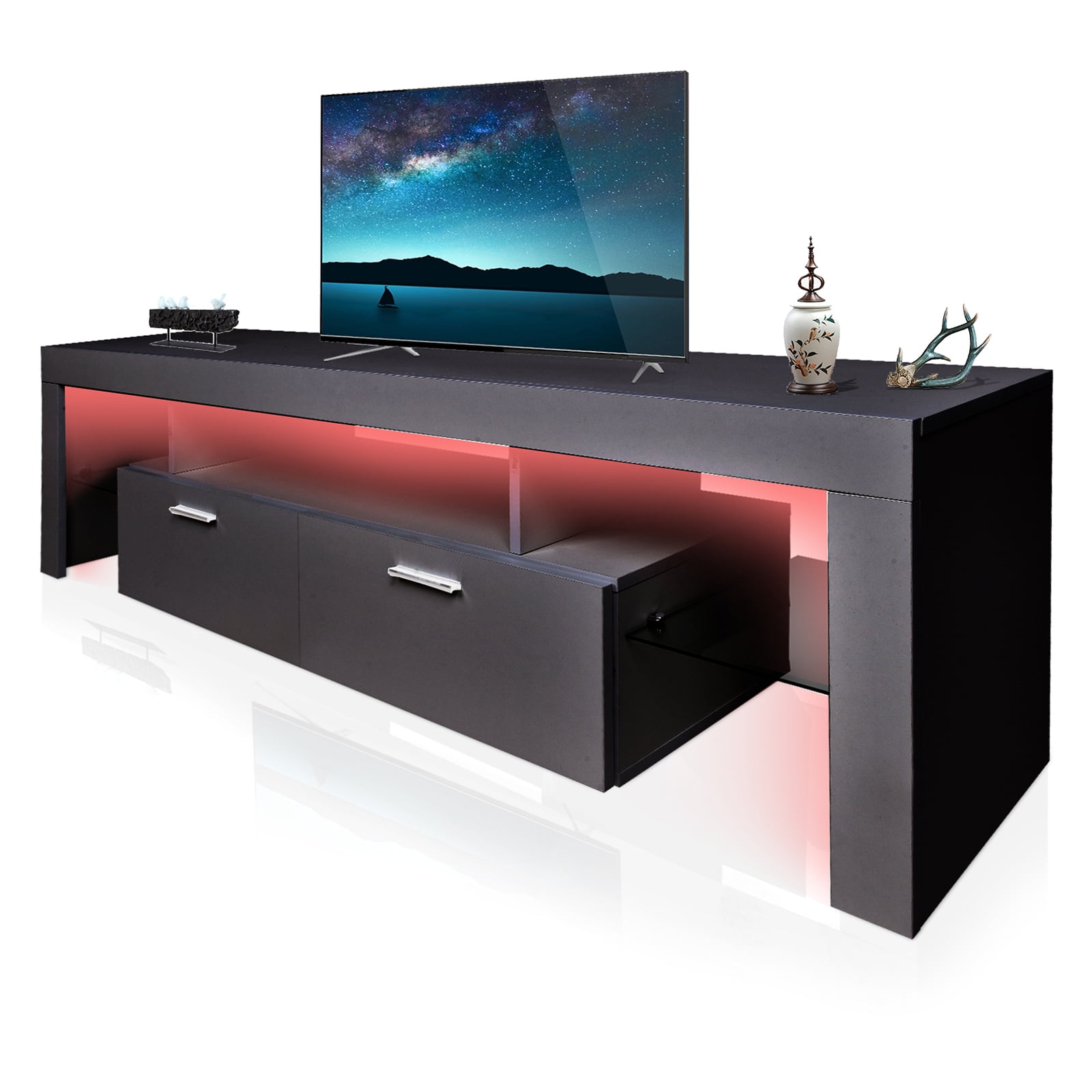 LED TV Stand for 75inch TV, Entertainment Center with Drawer Television ...
