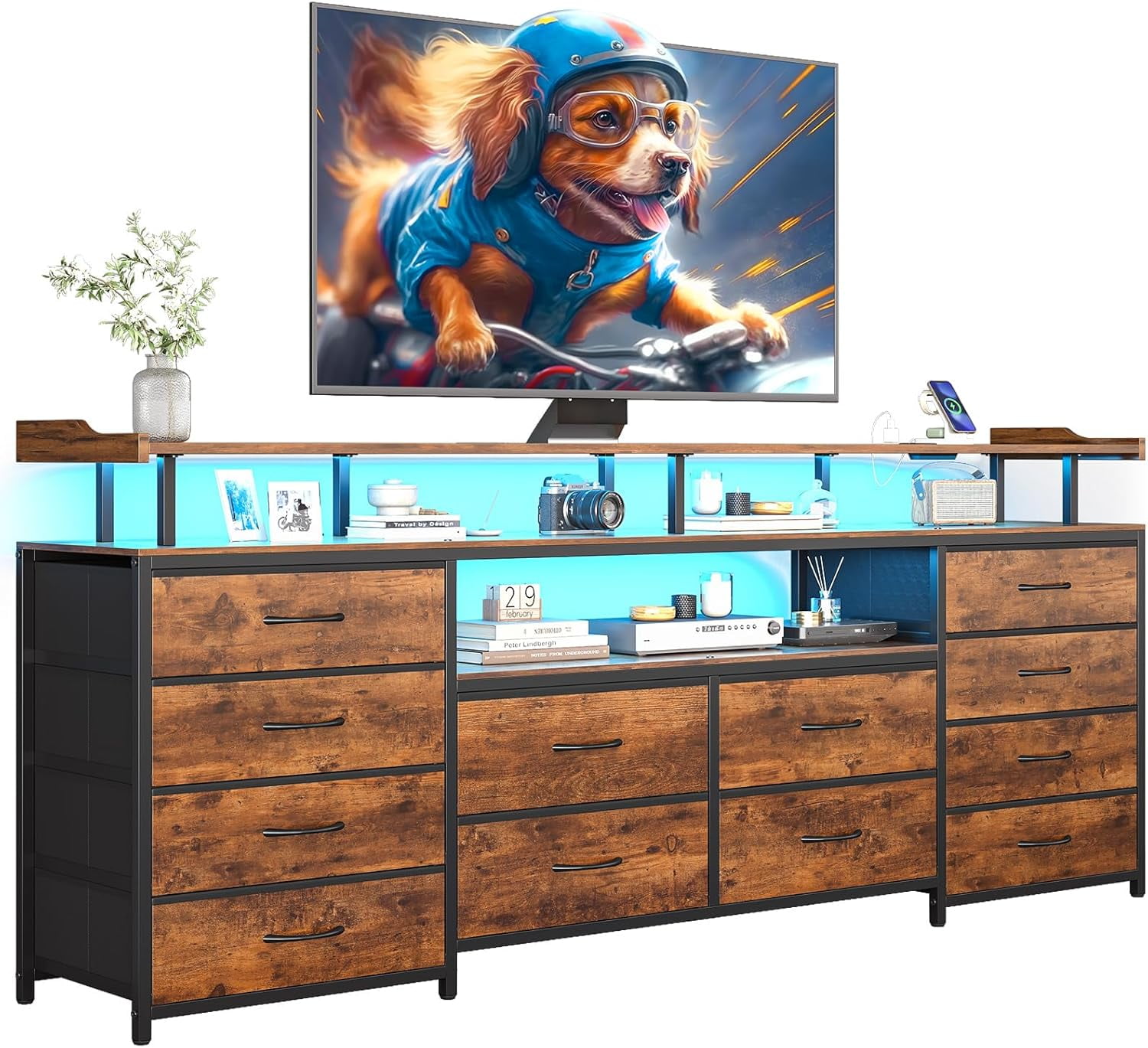 LED TV Stand Dresser with Power Outlets for 65 TV, 63 inch ...