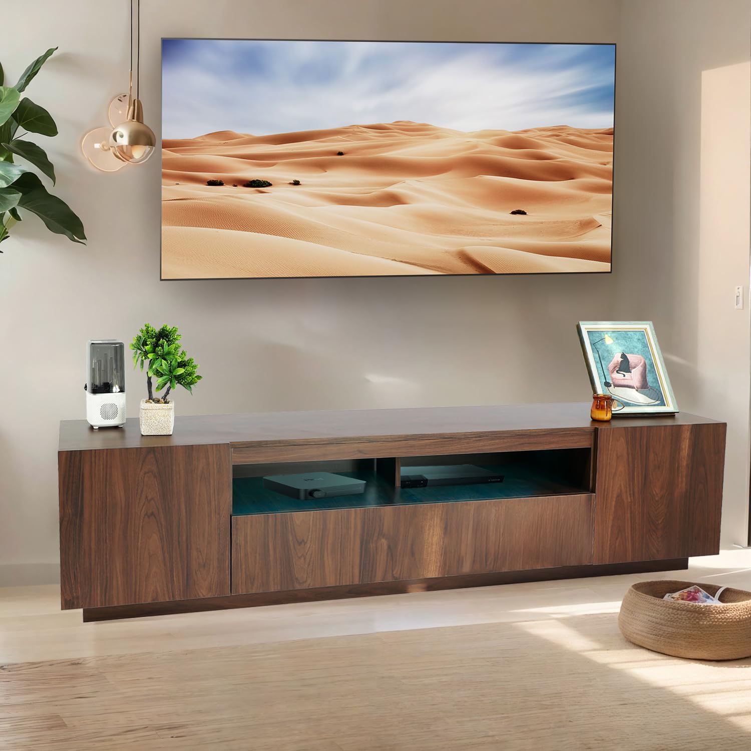 LED TV Stand,Large Entertainment Stand for TV Up to 80 Inch,TV Cabinet ...