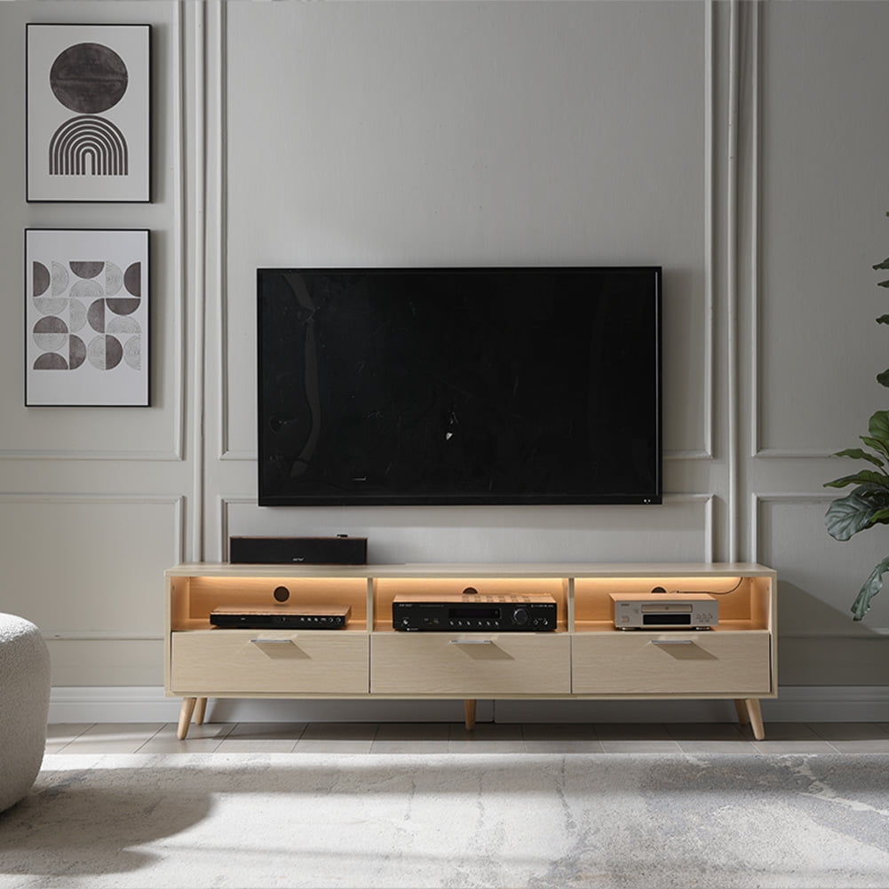 LED TV Stand, Modern Entertainment Center with Storage, Engineered Wood ...