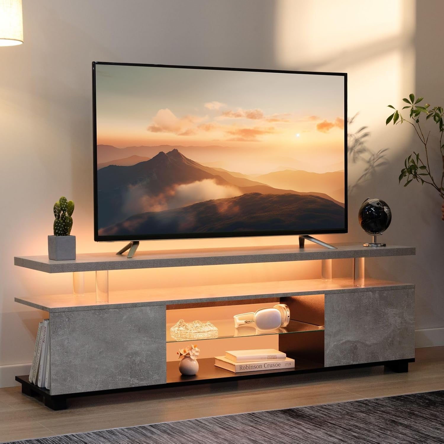 LED TV Stand Modern Entertainment Center for Living Room LED Console ...
