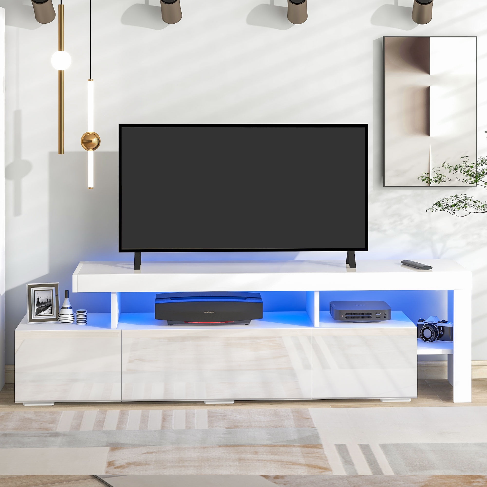 LED TV Stand for TVs up to 70",Modern 16-Colored LED Lights TV Cabinet ...
