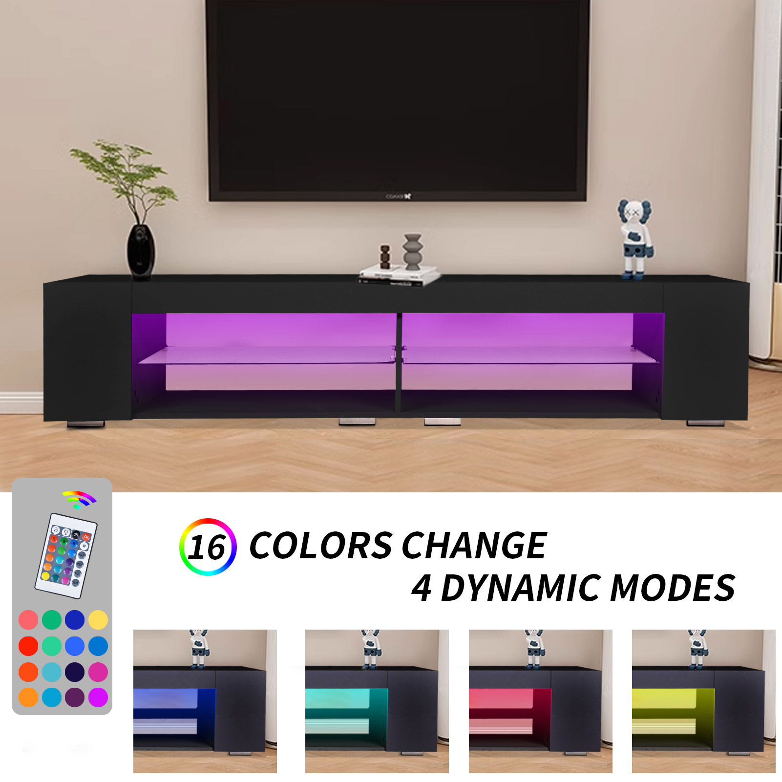 LED TV Stand for Up to 90in TV,Modern Entertainment Center with Storage ...
