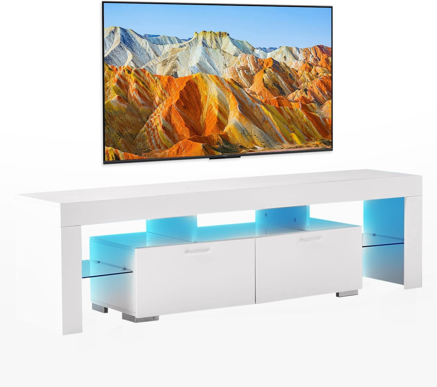 LED TV Stand for 65/70/75 Inch TV, Entertainment Center with Storage ...