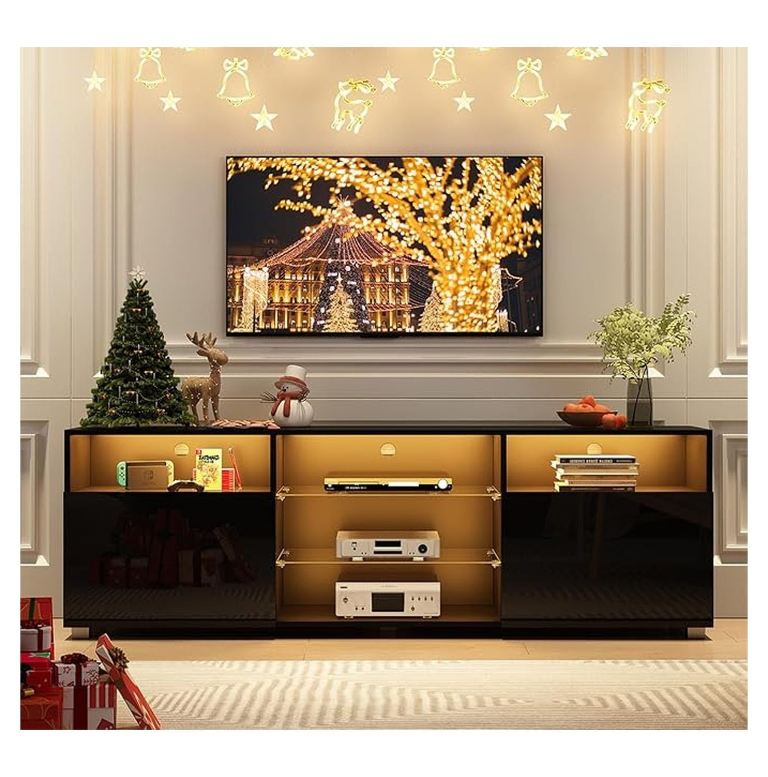 LED TV Stand for 65 Inch TVs, Modern Entertainment Center with RGB ...