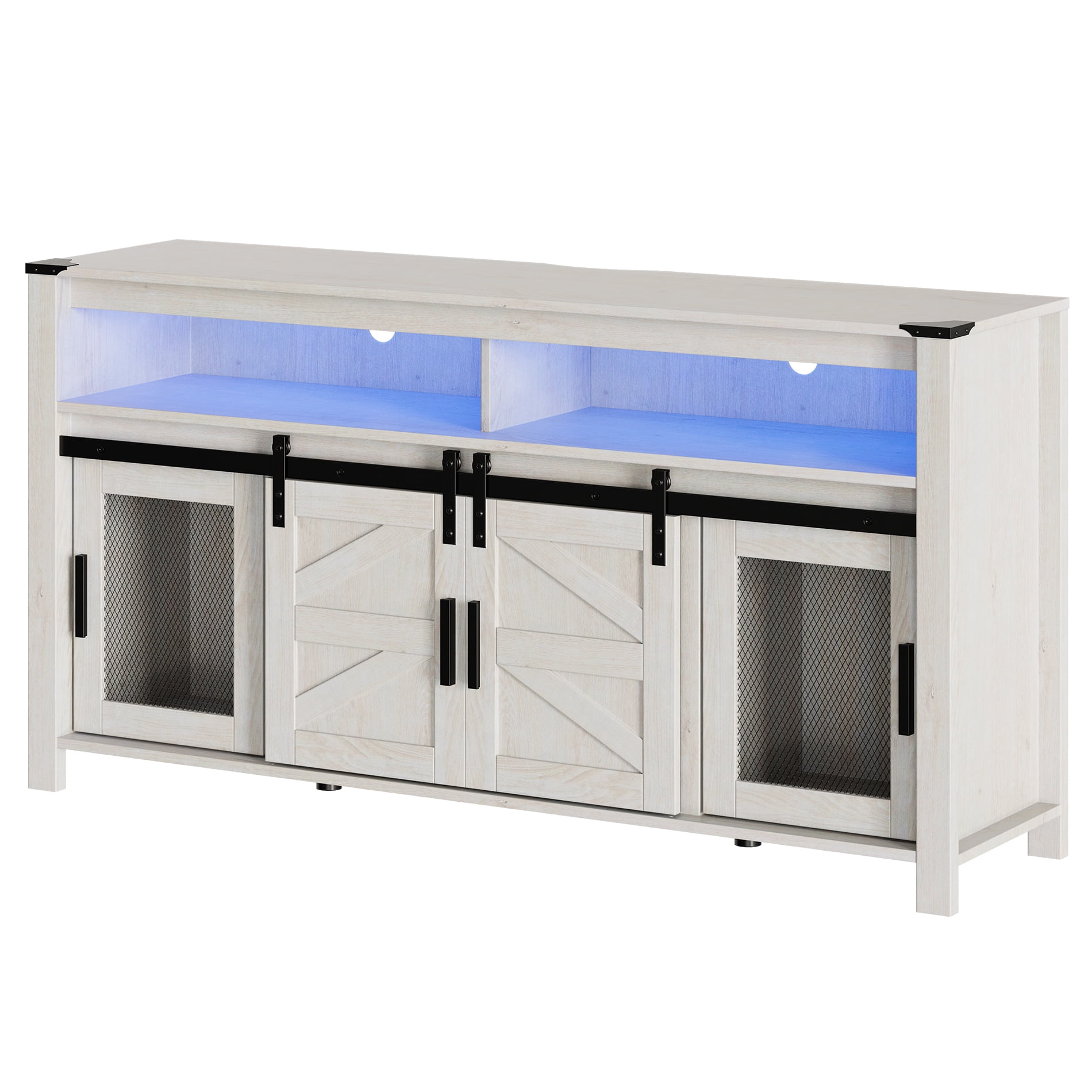 VITA LED TV Stand - Tall Table for 65 TVs - Mesh & Barn Doors - Walmart.com