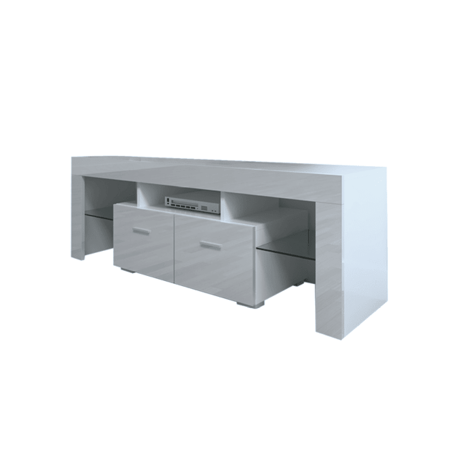 LED TV Stand with Drawers, White Entertainment Center for TVs up to 55 ...