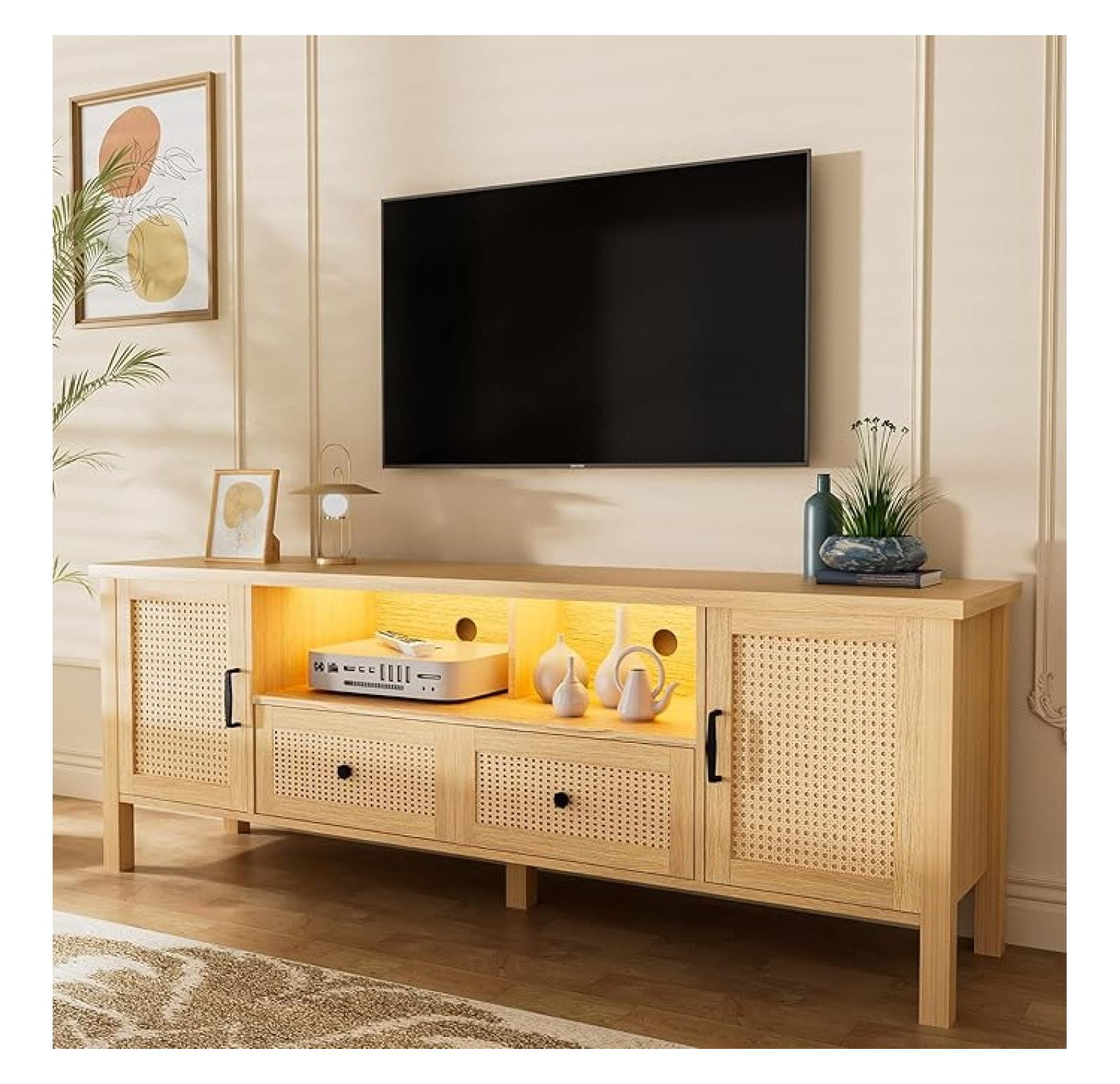 LED TV Stands for 75 Inch TVs, Entertainment Center with 2 Storage ...