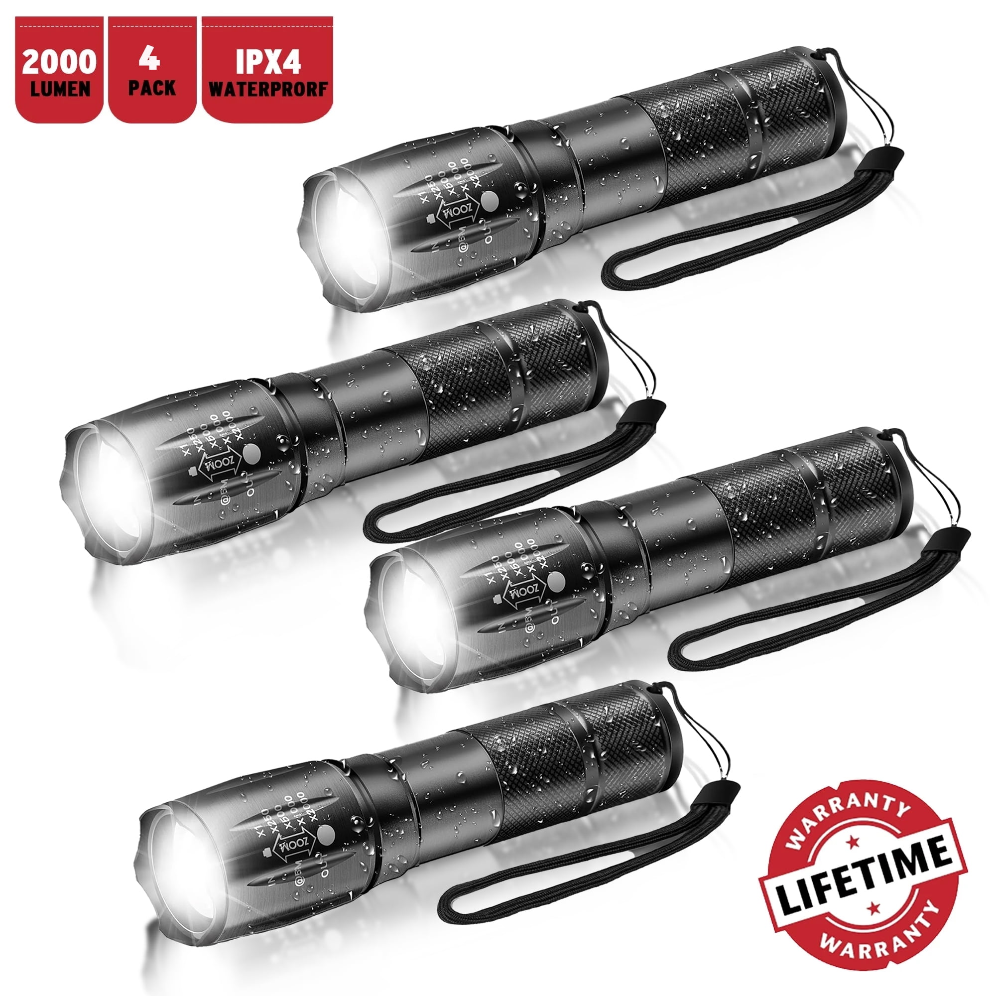 PortableOut LED Tactical Flashlight, 2000 Lumens, Mini, Waterproof, All ...